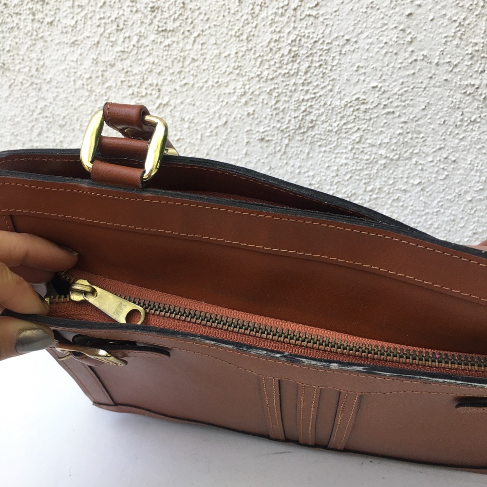 Vintage Eighties Brown Leather Shoulder Bag - Gem